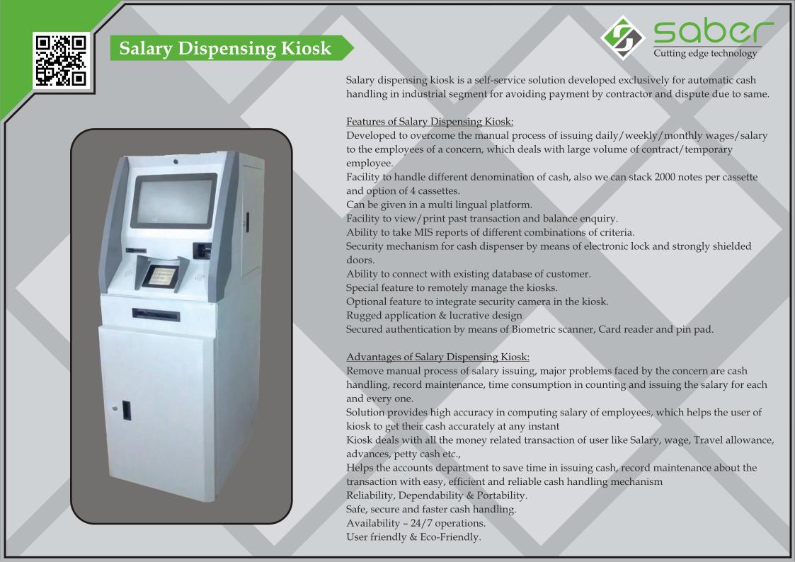 Salary Dispensing Kiosk – Saber Softech Technology